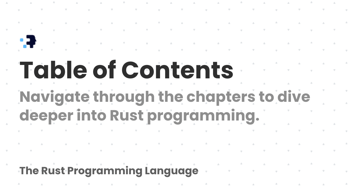 Table of Contents | The Rust Programming Language